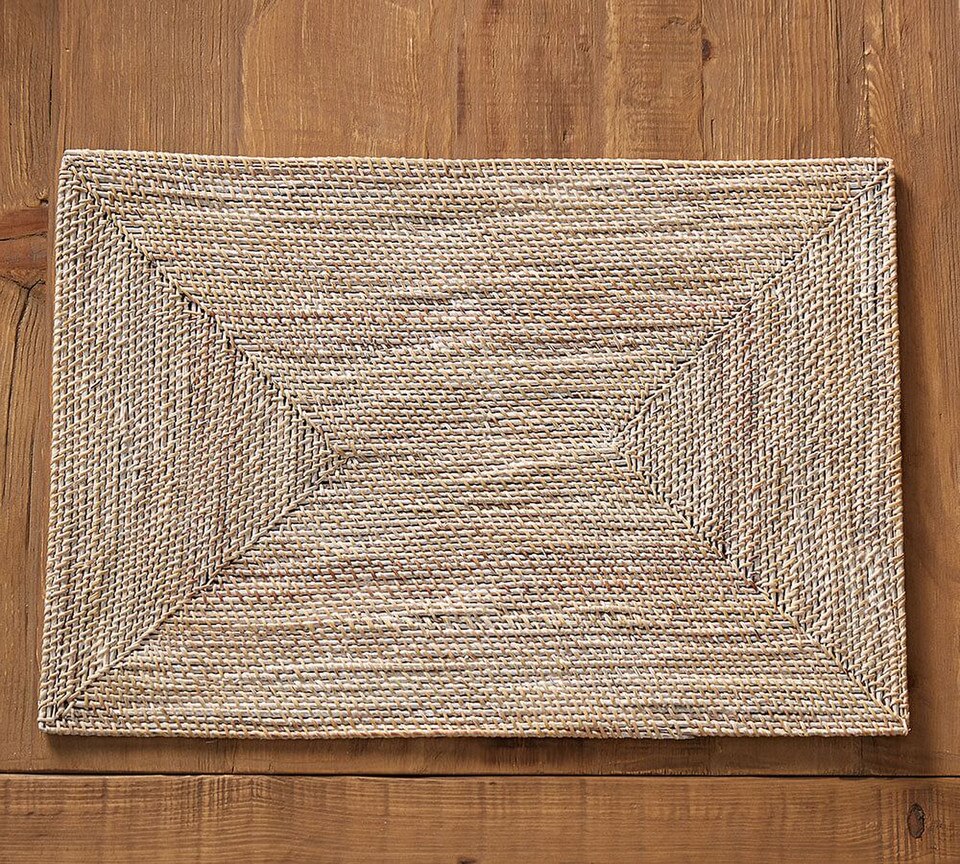 Tava Handwoven Rattan Rectangular Placemat | Pottery Barn UK